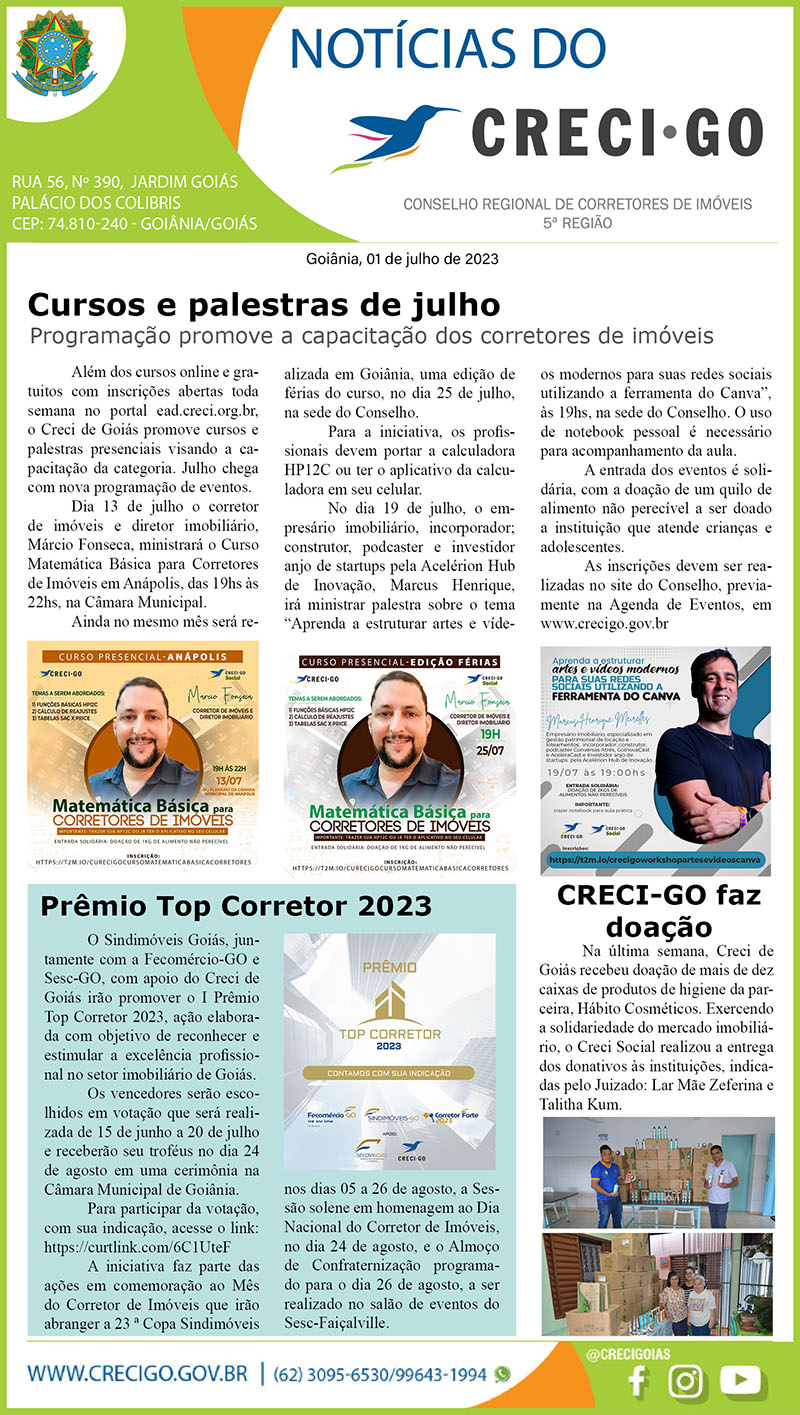 Coluna Semanal – CRECI GO